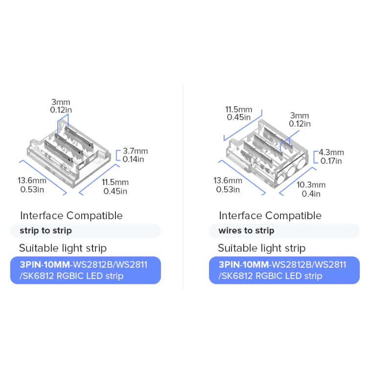 Verschiedene LED Konnektoren für 3-Pin LED-Stripes – LEDZONE
